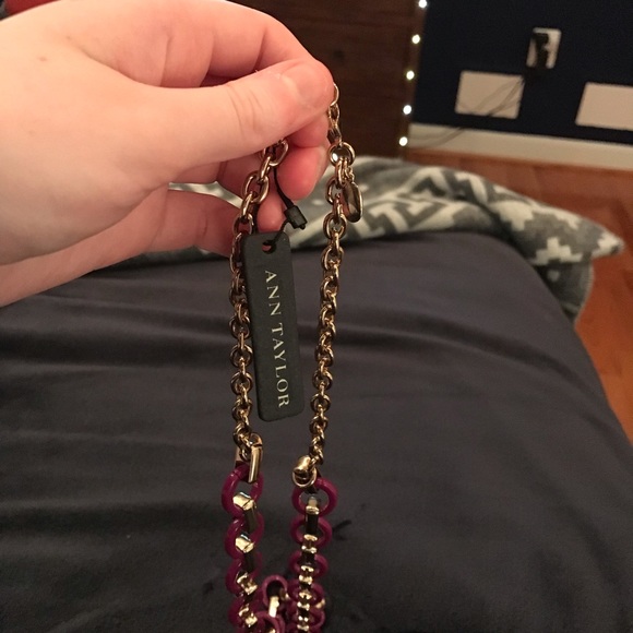 Ann Taylor | Jewelry | Nwt Ann Taylor Purple Gold Chain Link Necklace ...